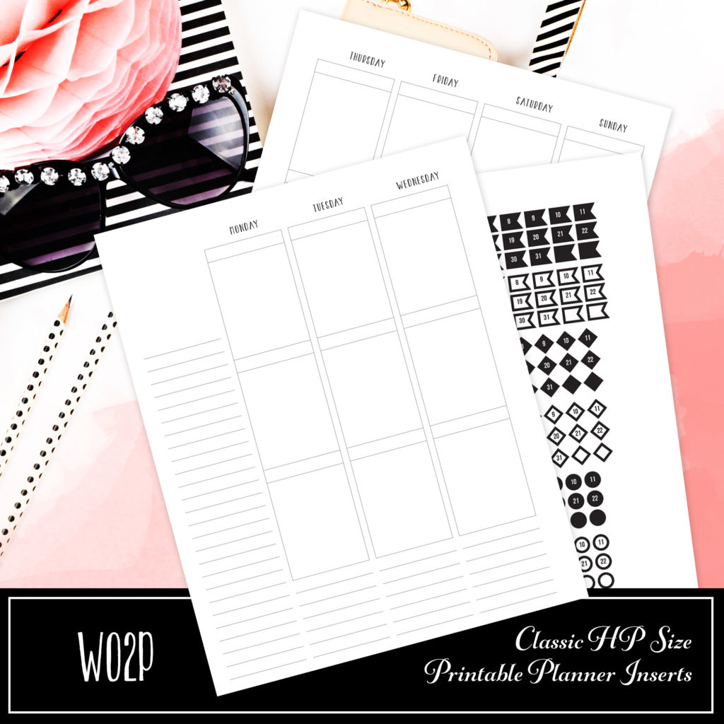 Undated Printable Vertical Box Weekly Planner Insert A5 Filofax Monday ...