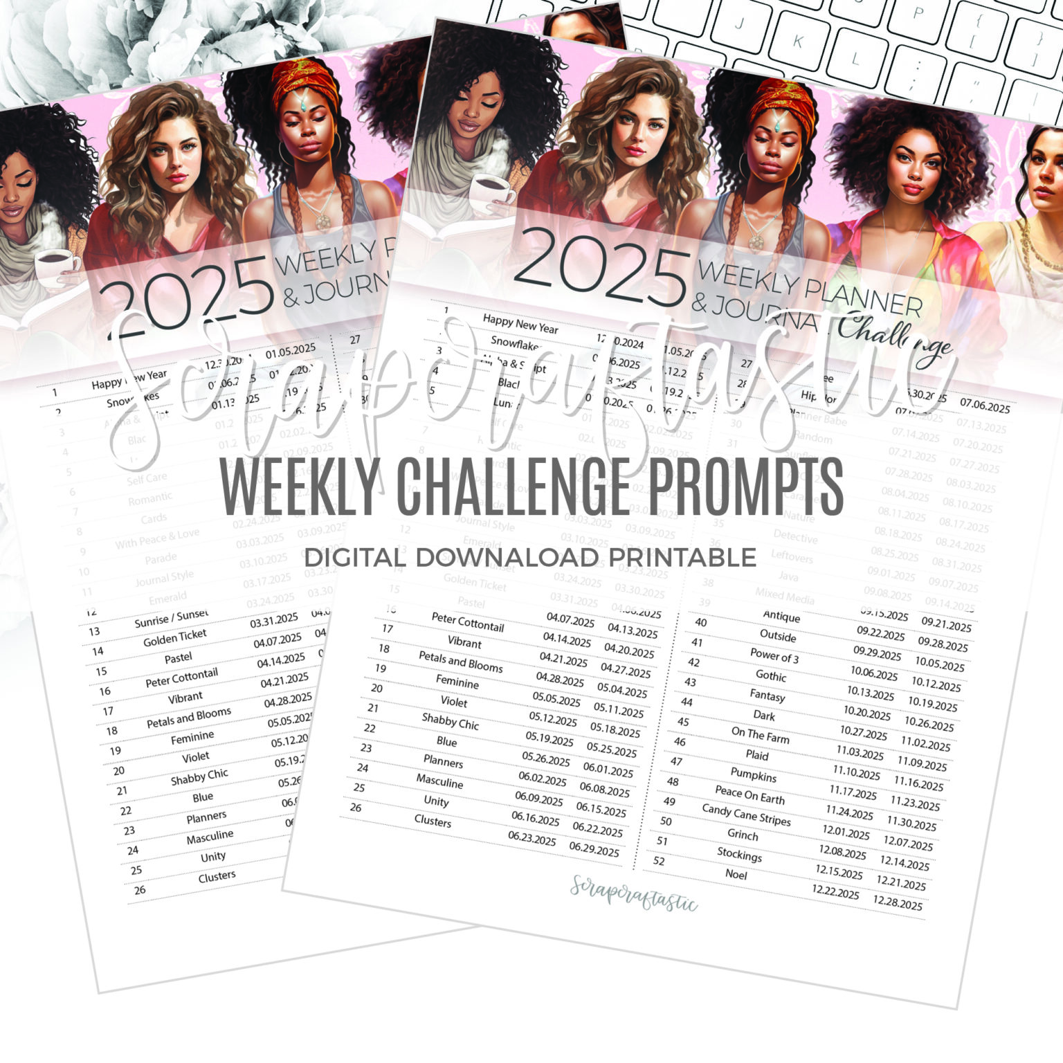 2025 Scrapcraftastic Weekly Planner and Journal Challenge Prompts